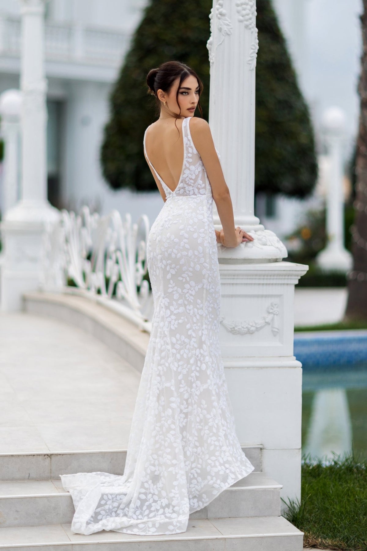 Tina Holly Couture TW108 White Sequin Mermaid Bridal Formal Dress