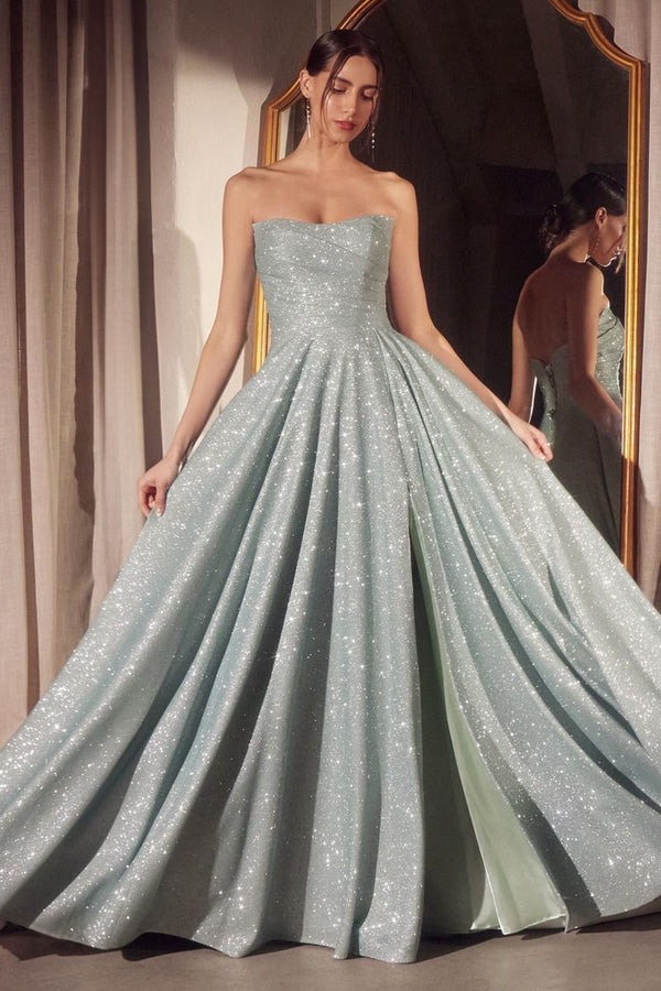 CINDI Strapless Glitter Shimmer Prom Dress with Pockets | One Honey